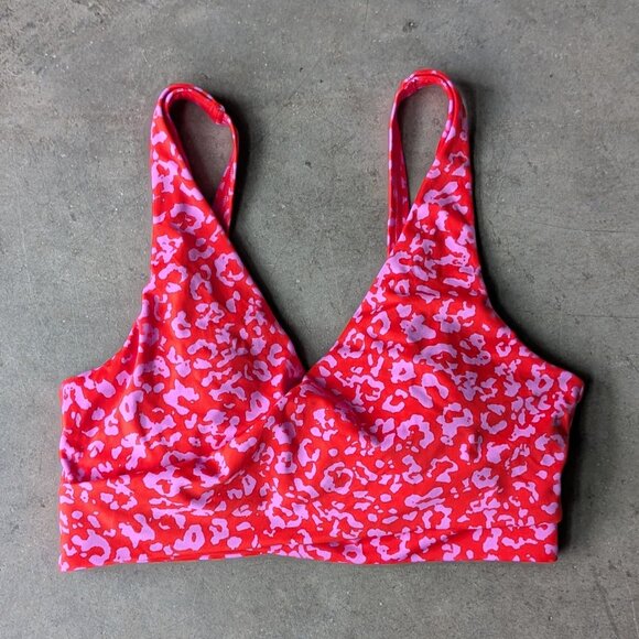 Athleta | Swim | Athleta Leopard Crossover Bikini Top Vermillion ...